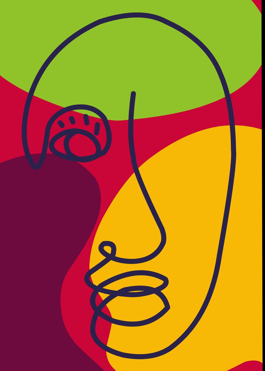 'minimalist face human' Poster, picture, metal print, paint by Mshel ...