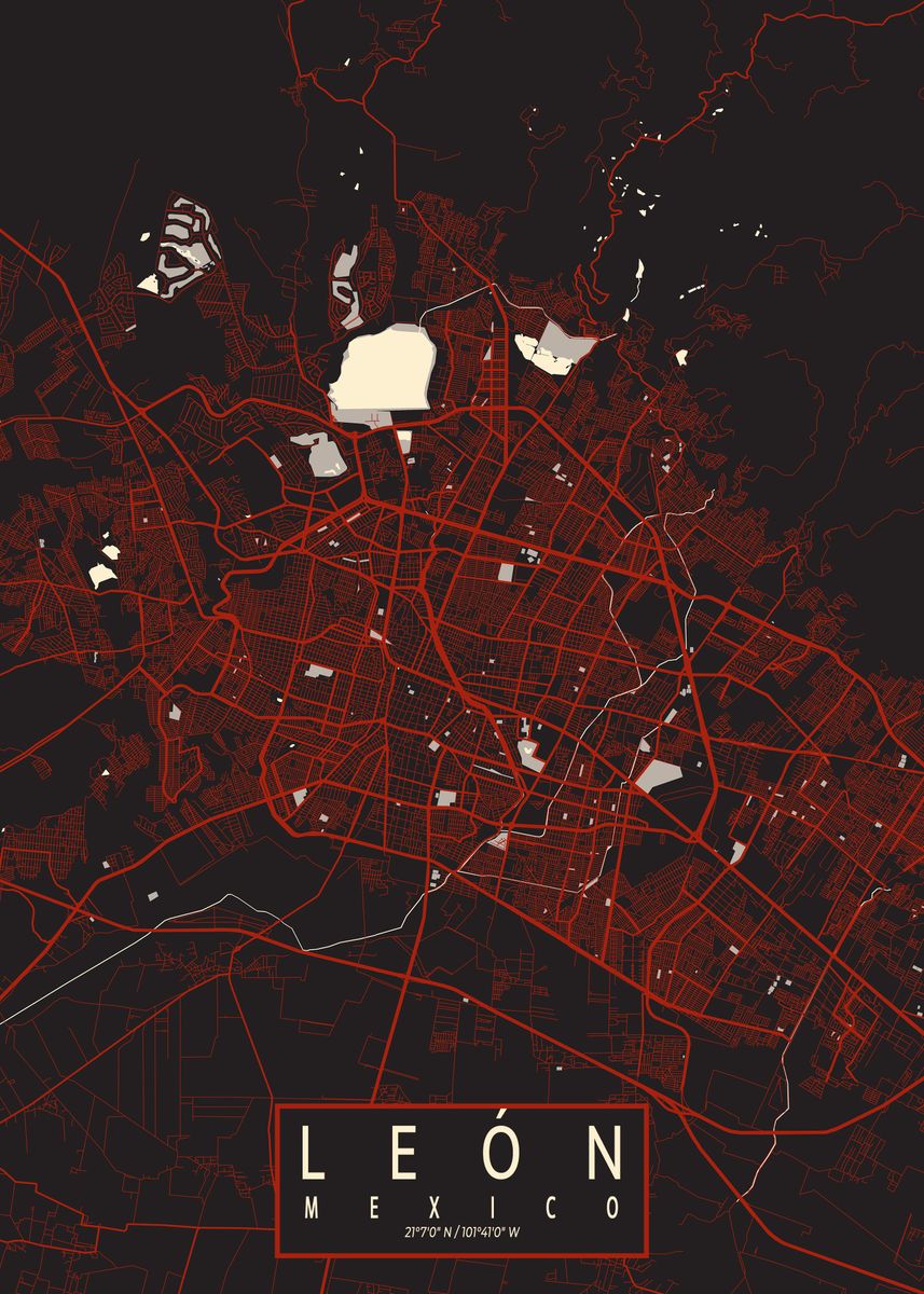 'Leon City Map Vector' Poster, picture, metal print, paint by deMAP ...