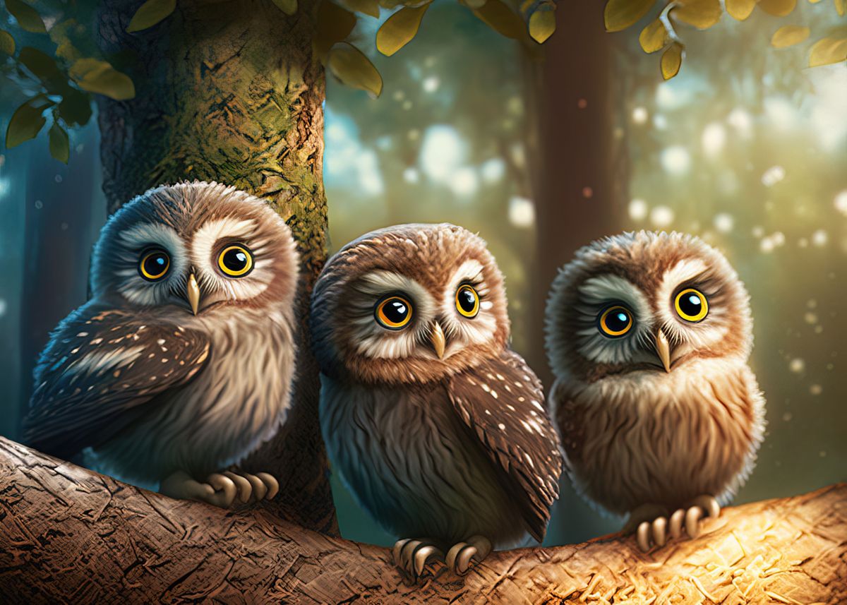'owl tree three' Poster by MrNguyen HaTang | Displate