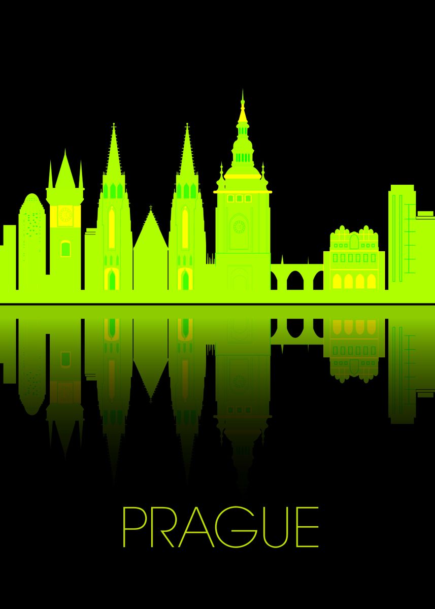 'Prague City Silhouette' Poster, picture, metal print, paint by crbn ...