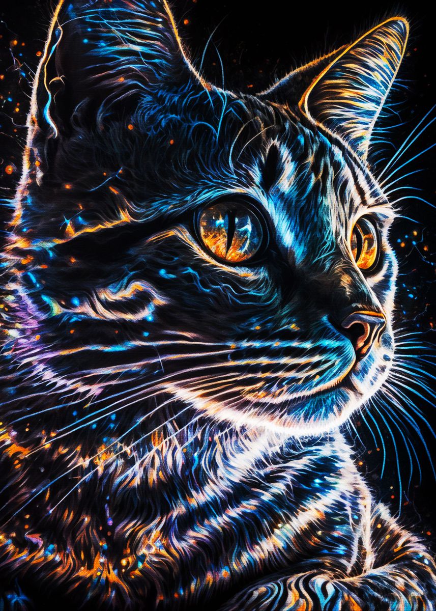 'Cat Distorted Effect' Poster, picture, metal print, paint by Muh Asdar ...