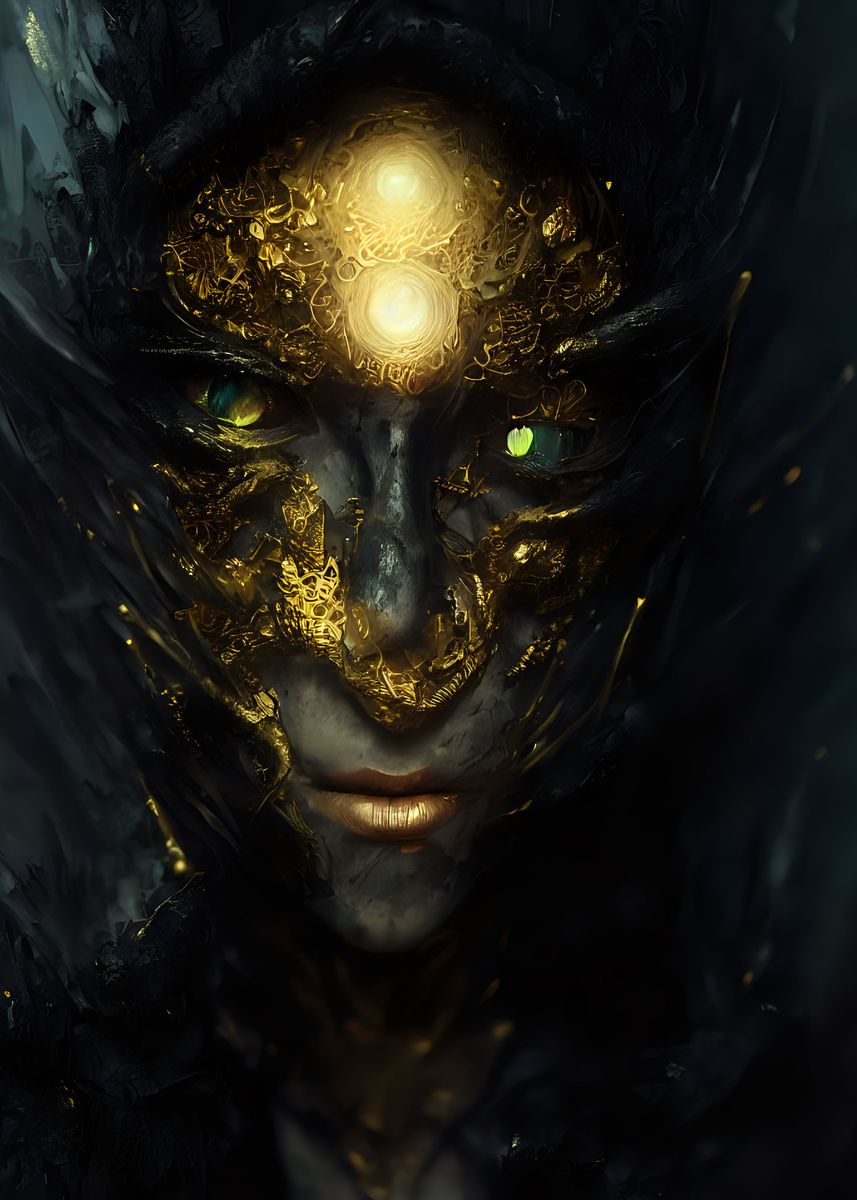 'Demon girls face' Poster, picture, metal print, paint by Lukasz ...