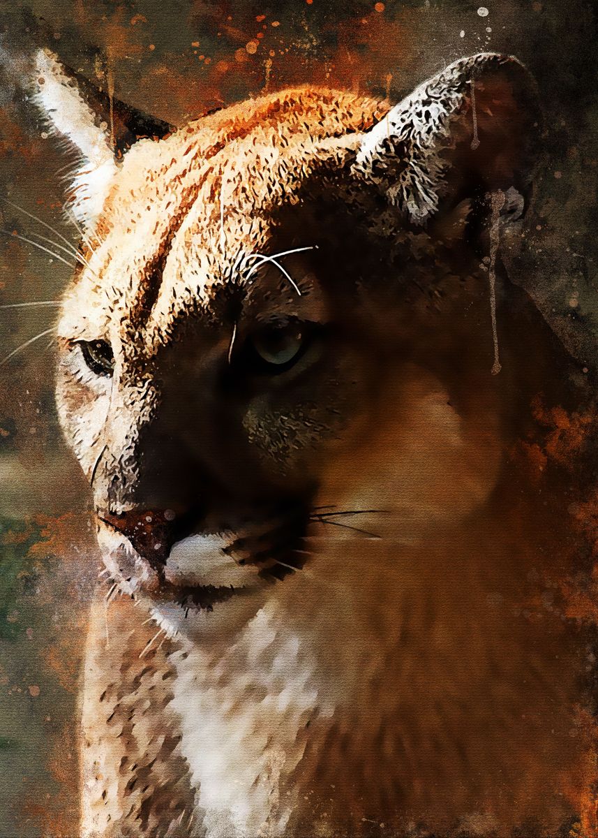 'Splatter Puma' Poster, picture, metal print, paint by Muh Asdar | Displate