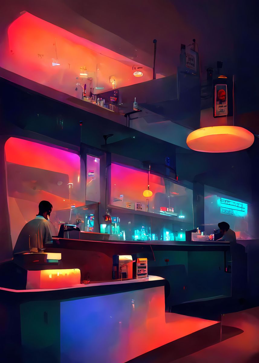 'LoFi Bar' Poster, picture, metal print, paint by David Godbehere ...