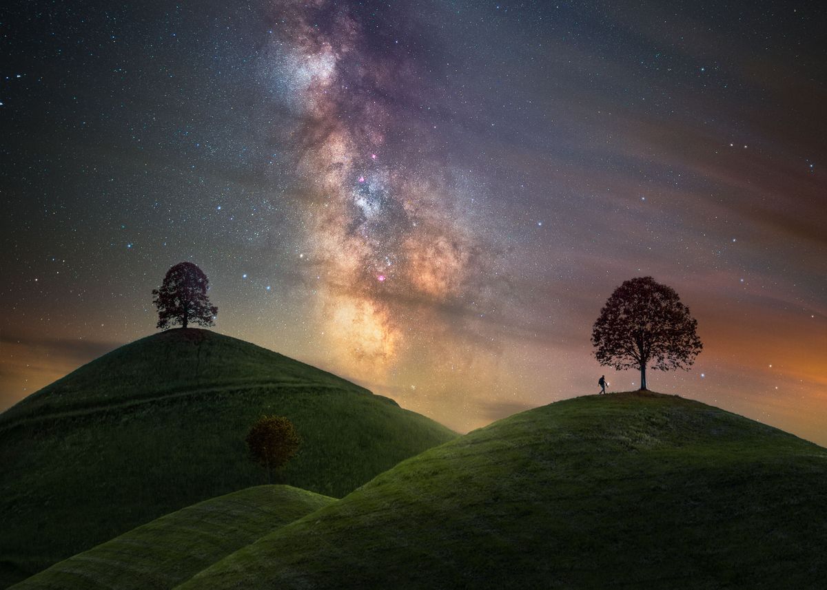 '3 Hills under the Nightsky' Poster by LXPhotoN | Displate