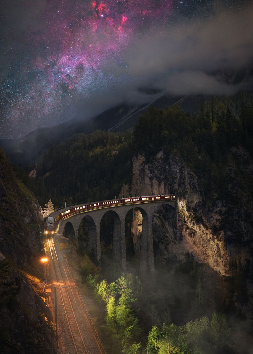 'Landwasser Viaduct' Poster, picture, metal print, paint by LXPhotoN ...