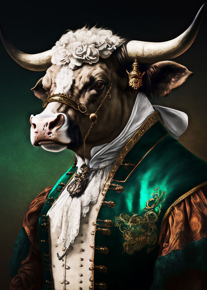 'Bull aristocrat' Poster, picture, metal print, paint by Coffee Design ...