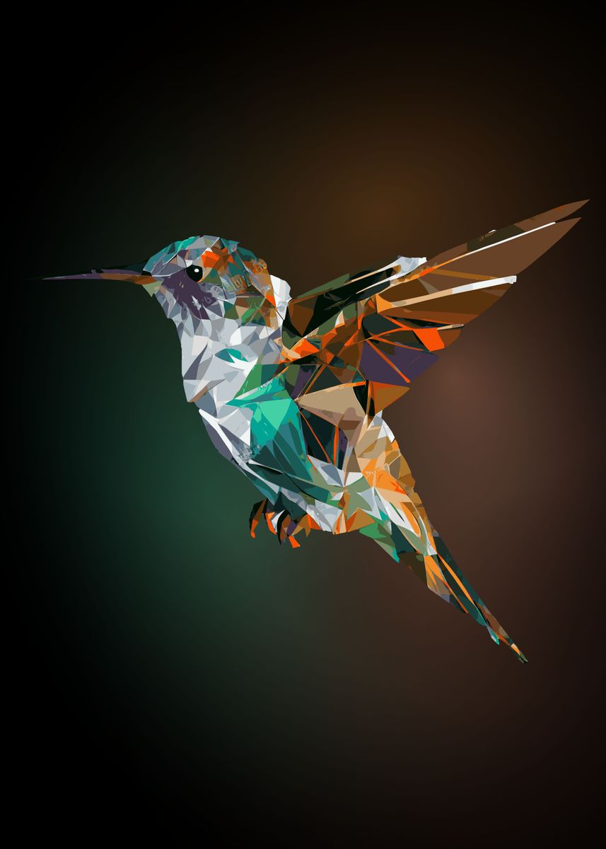 'Polygonal Hummingbird Art' Poster, picture, metal print, paint by ...