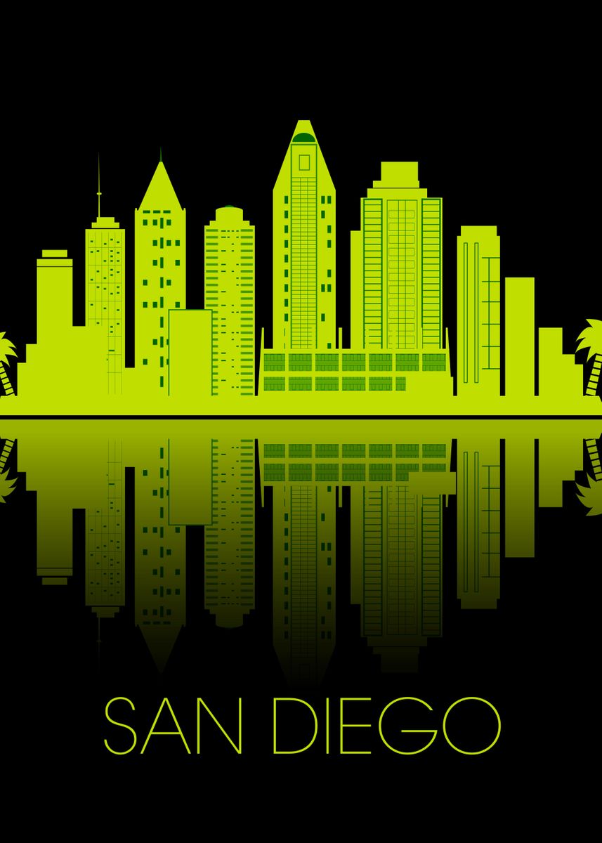 'San Diego City Silhouette' Poster, picture, metal print, paint by crbn ...