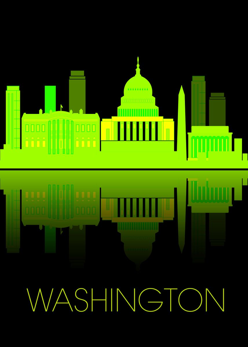 'Washington city silhouette' Poster, picture, metal print, paint by ...
