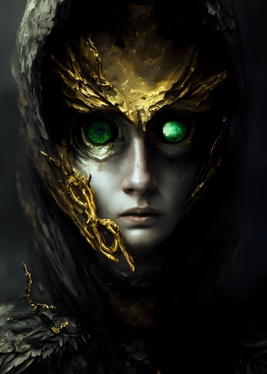 'Demon girls face' Poster, picture, metal print, paint by Lukasz ...