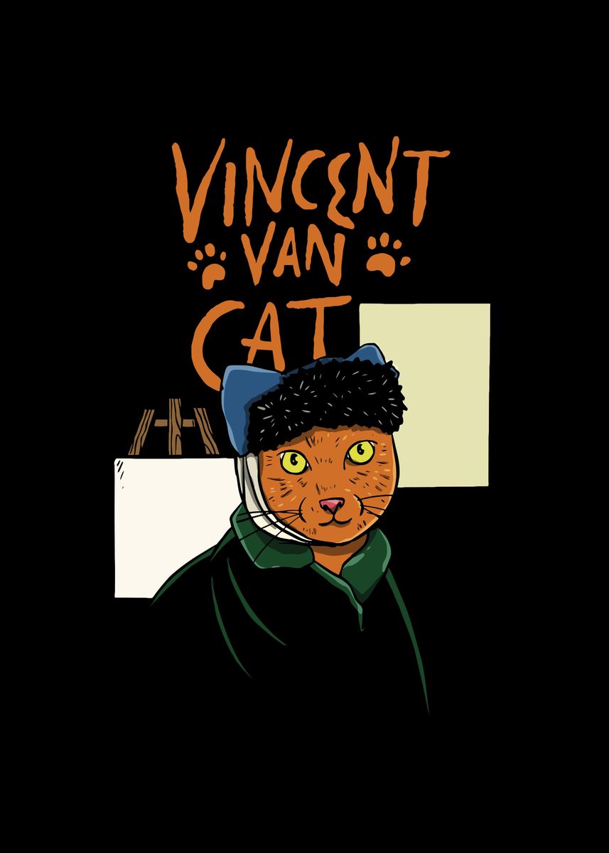 'Artsy Van Gogh Cat Design' Poster by Michael | Displate