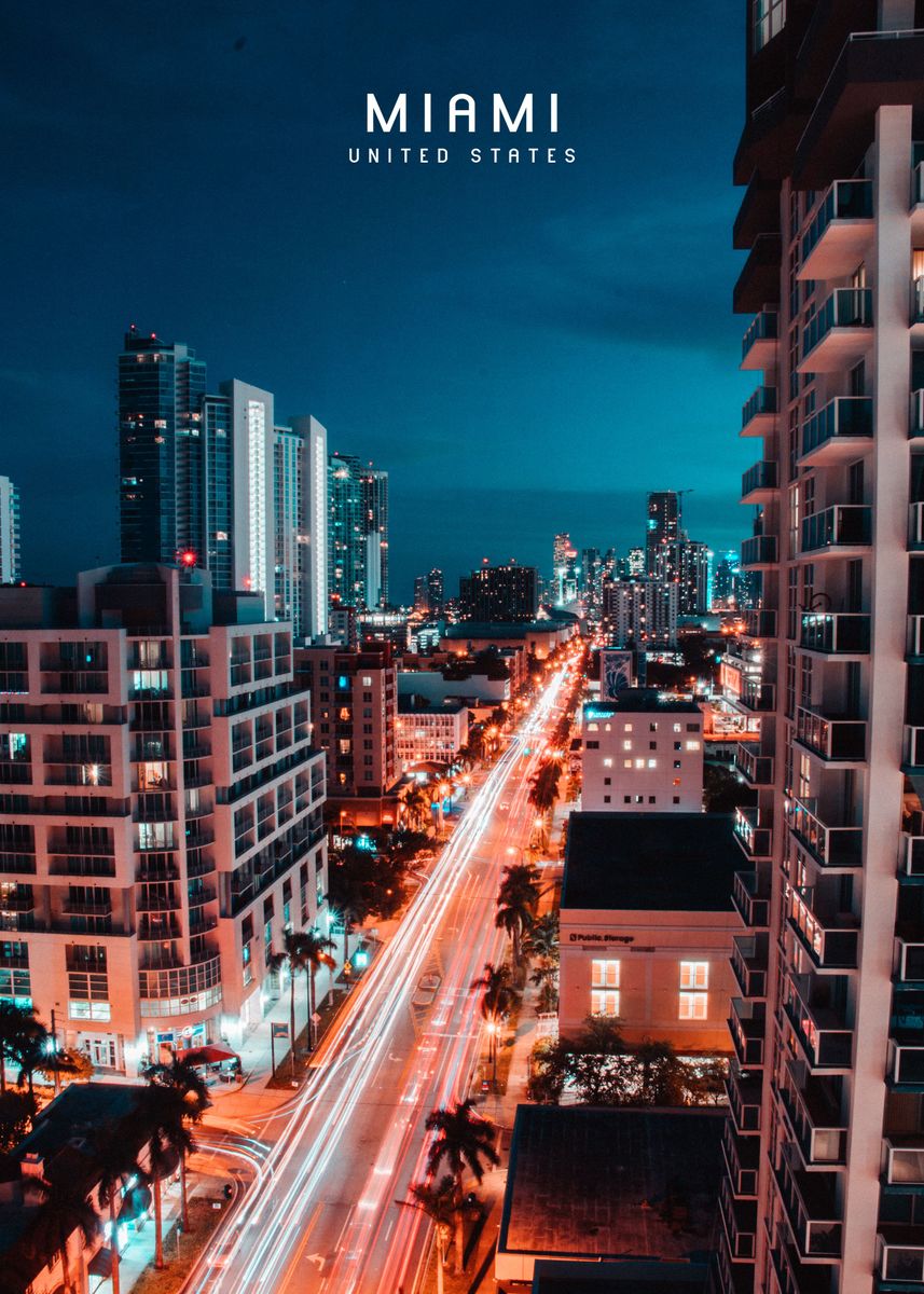 'Miami ' Poster, picture, metal print, paint by Big City | Displate