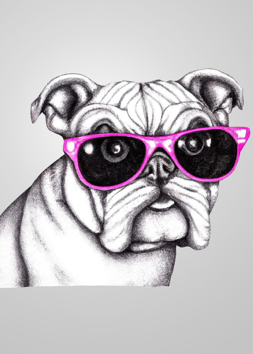 'bulldog pink' Poster, picture, metal print, paint by aris febriyanto ...
