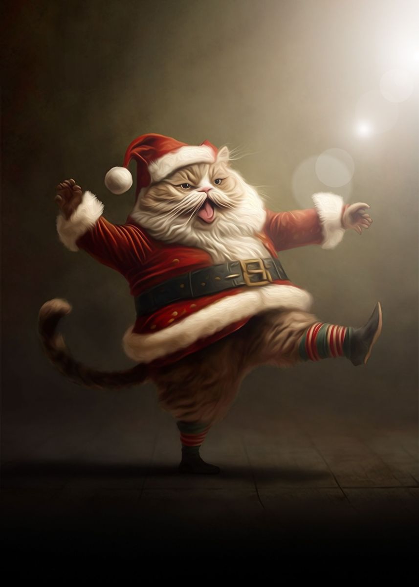 'Funny Cat Santa' Poster by Super Anima | Displate