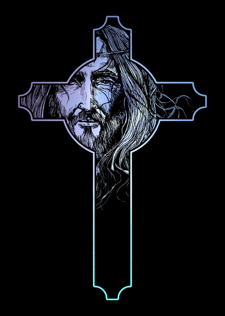 'Jesus Cross Religious' Poster, picture, metal print, paint by ...