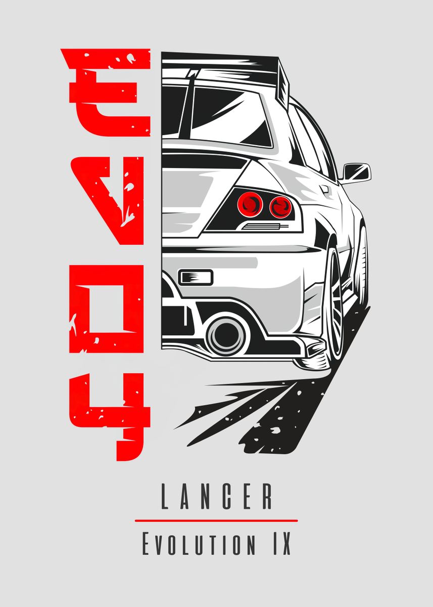 'mitsubishi lancer evo 9' Poster, picture, metal print, paint by ...