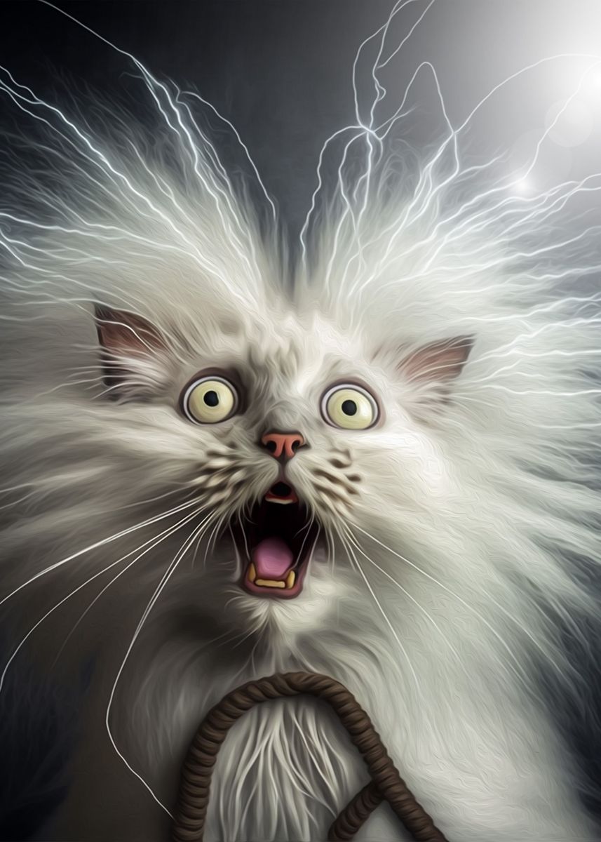'Funny Cat Shock' Poster, picture, metal print, paint by Super Anima ...