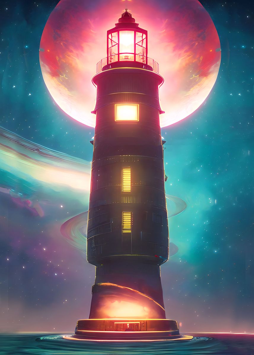 'SPACE LIGHTHOUSE' Poster by Xi Designs | Displate