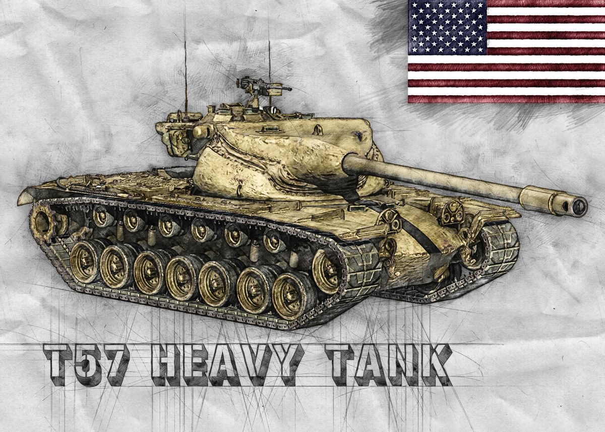'T57 Heavy Tank' Poster by Pixxelworks Florian Schaller | Displate