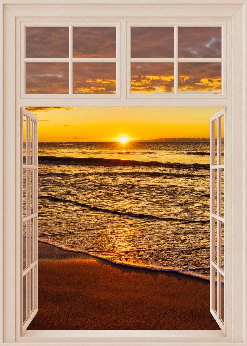 'window open view sea ' Poster, picture, metal print, paint by Vicen ...