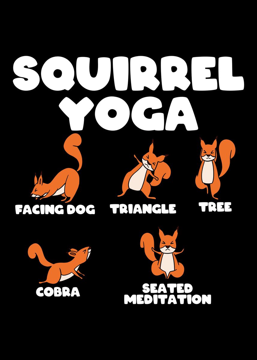 'Squirrel Yoga' Poster, picture, metal print, paint by Hexor | Displate