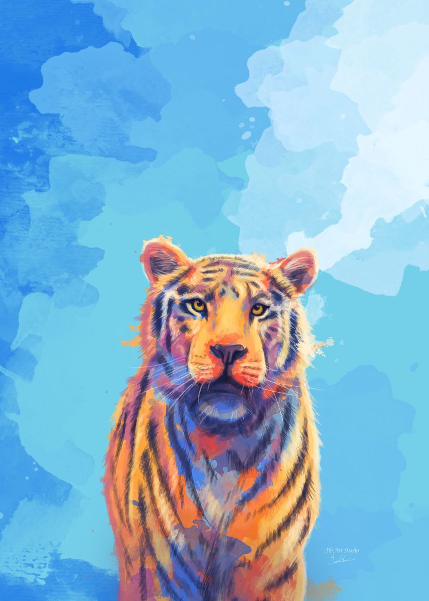 'Vibrant Tiger' Poster, picture, metal print, paint by Flo Art Studio ...