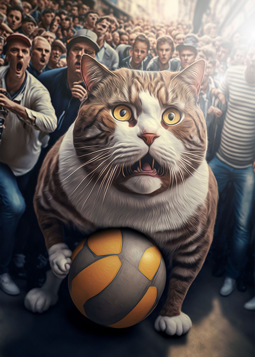 'Funny Cat Shock' Poster, picture, metal print, paint by Super Anima ...