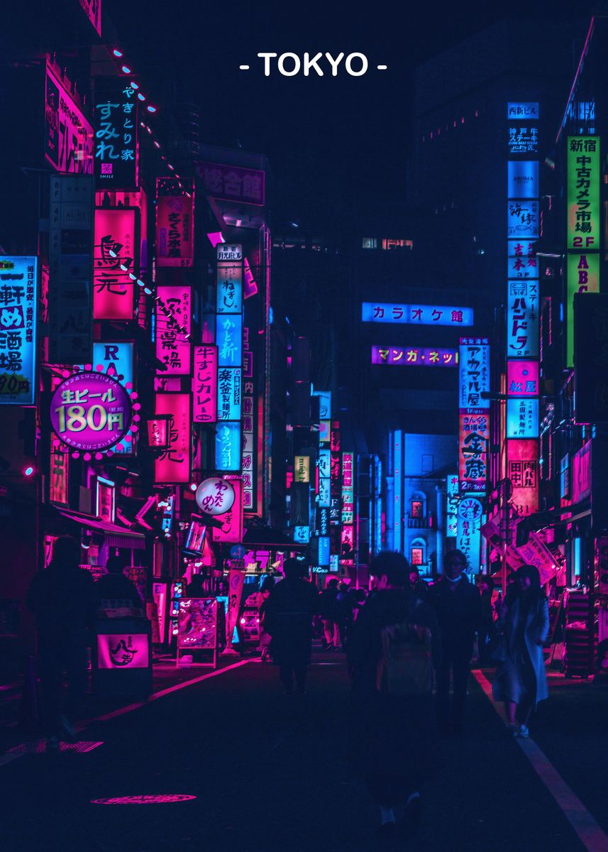 'Tokyo Street Neon' Poster, picture, metal print, paint by Noto ...