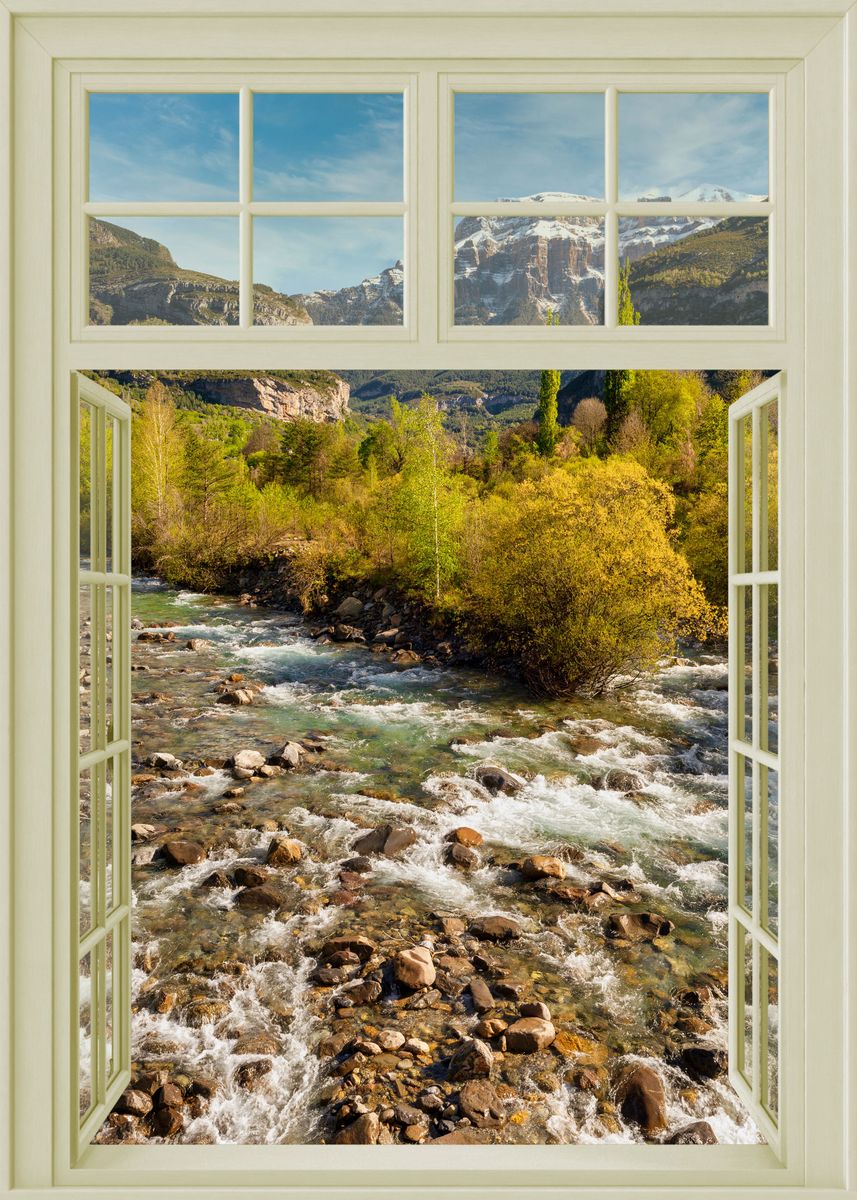 'Open window river view' Poster, picture, metal print, paint by Vicen ...