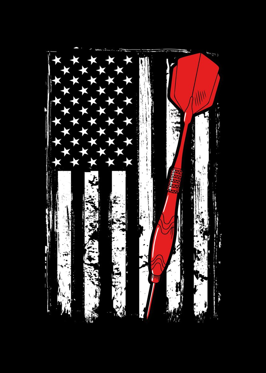 'USA flag and red dart' Poster, picture, metal print, paint by BeMi ...