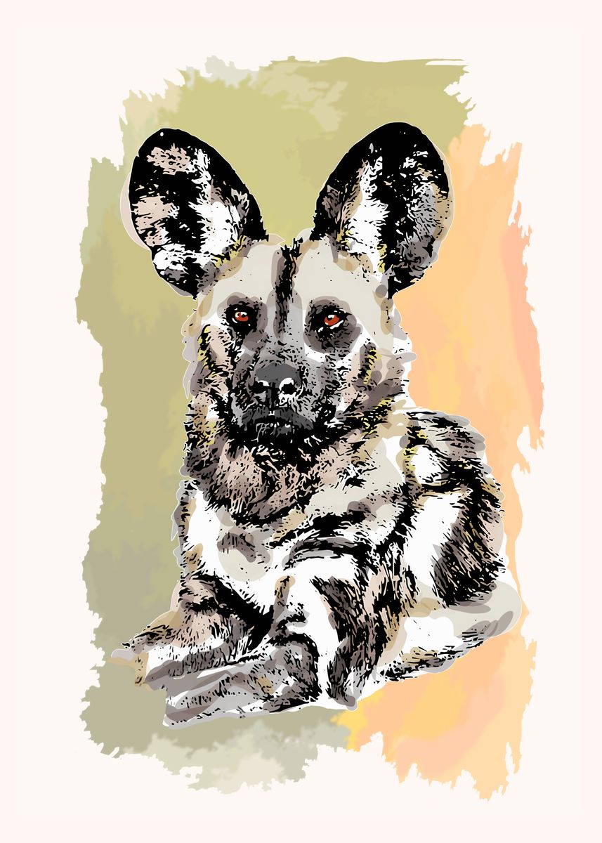 'Painted Dog Line and Wash' Poster, picture, metal print, paint by ...