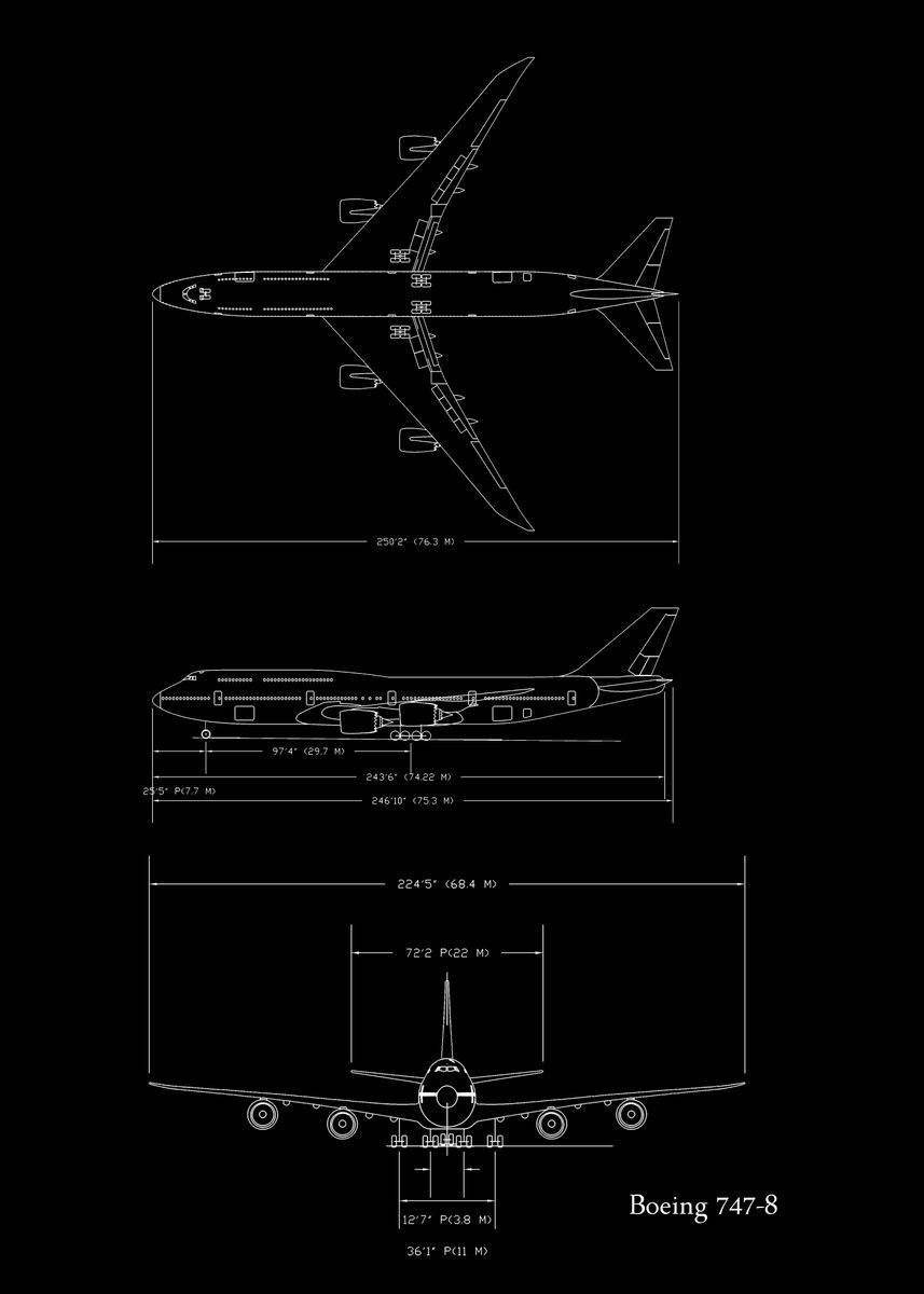 'Boeing 747 8' Poster, picture, metal print, paint by Mod Yof | Displate