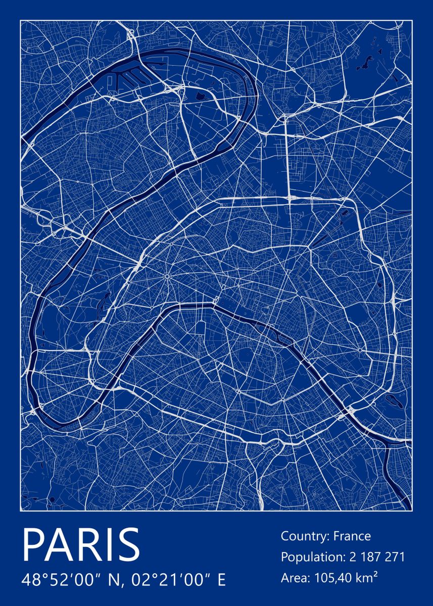 'Paris Blueprint' Poster by TomGeo | Displate