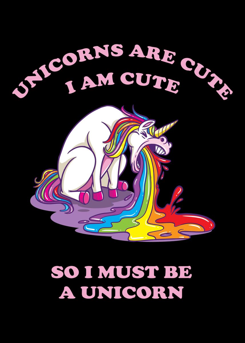'vomiting unicorn with rain' Poster, picture, metal print, paint by ...