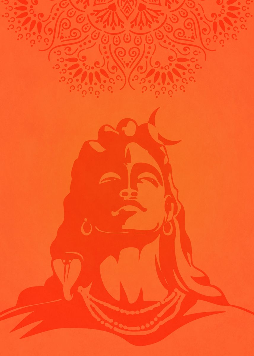 'Hindu Lord Shiva Orange' Poster, picture, metal print, paint by ...
