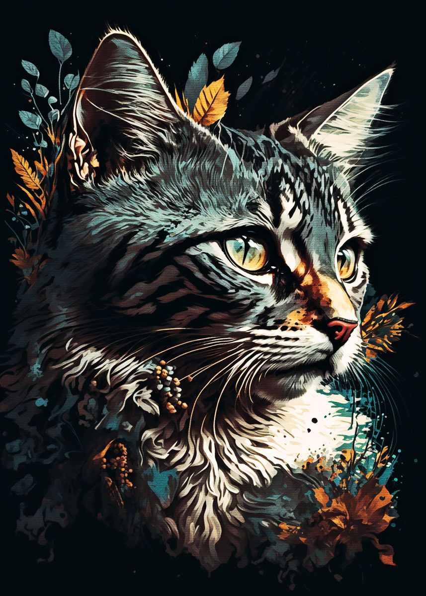 'Contemporary Cat' Poster, picture, metal print, paint by Muh Asdar ...