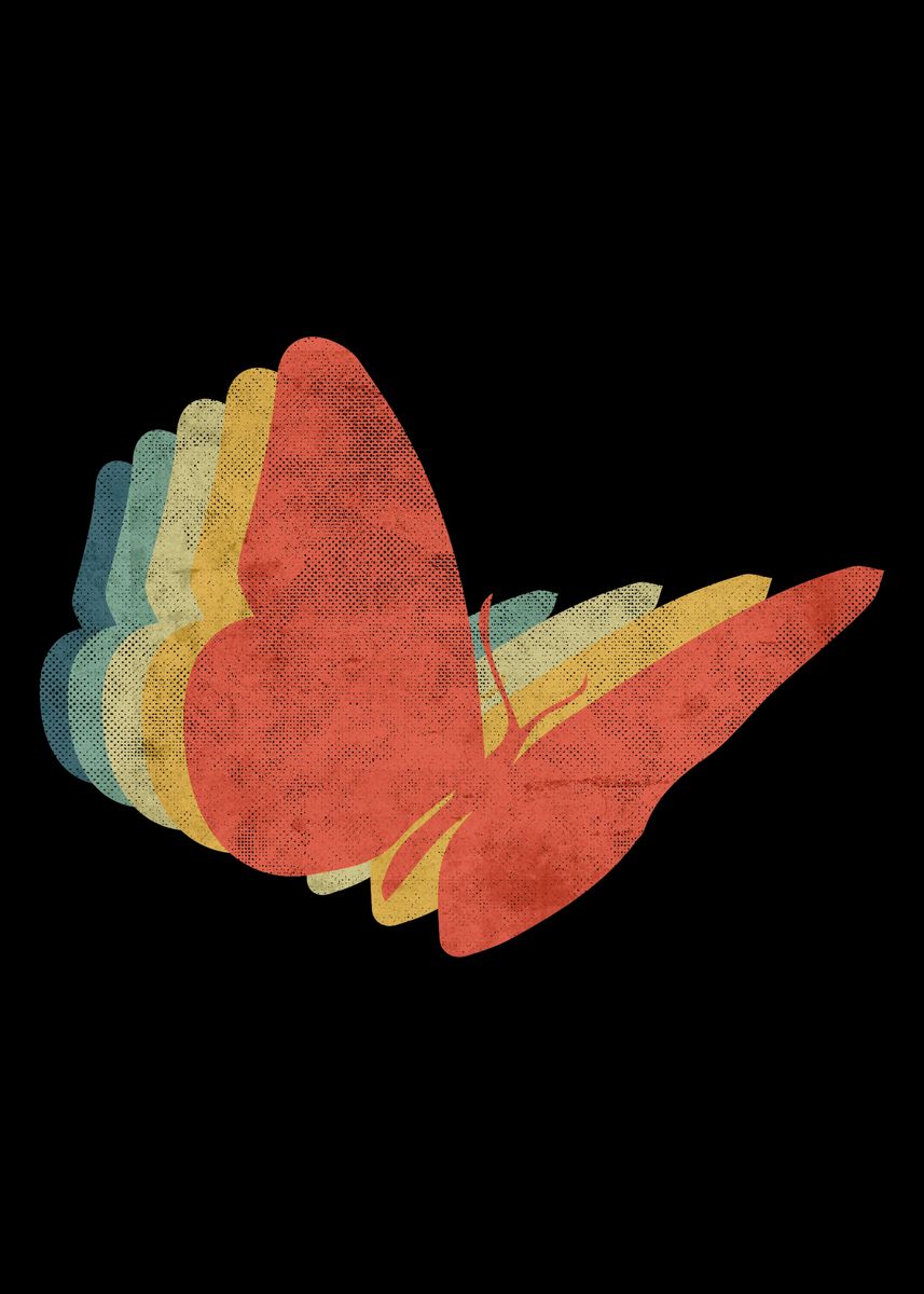 'Butterfly Retro Vintage' Poster, picture, metal print, paint by El ...