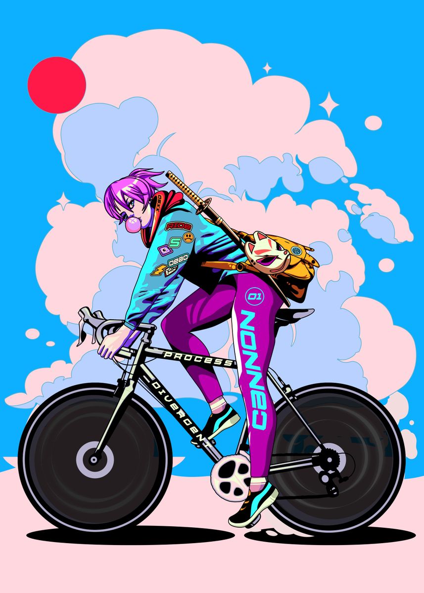 'Bike Runner Girl' Poster by HeyMoonly | Displate
