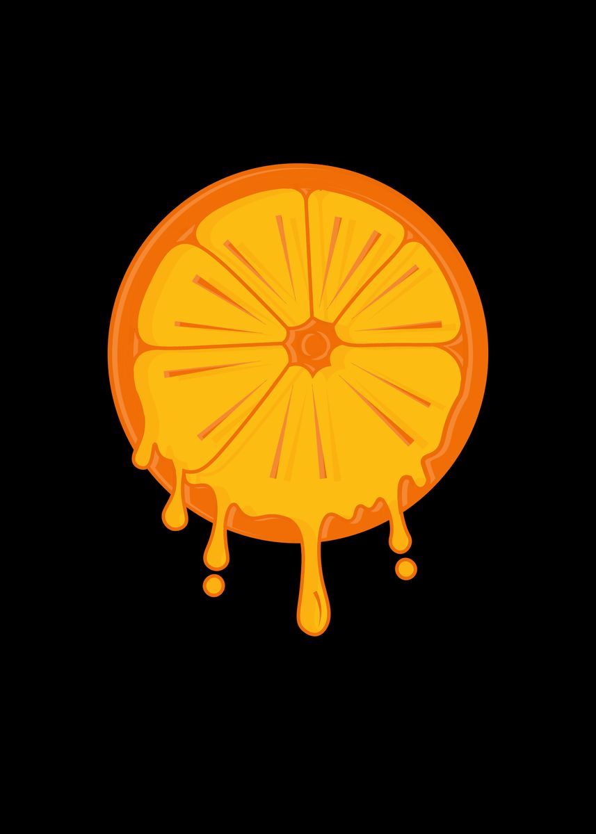 'Orange Dripping' Poster, picture, metal print, paint by schmugo | Displate