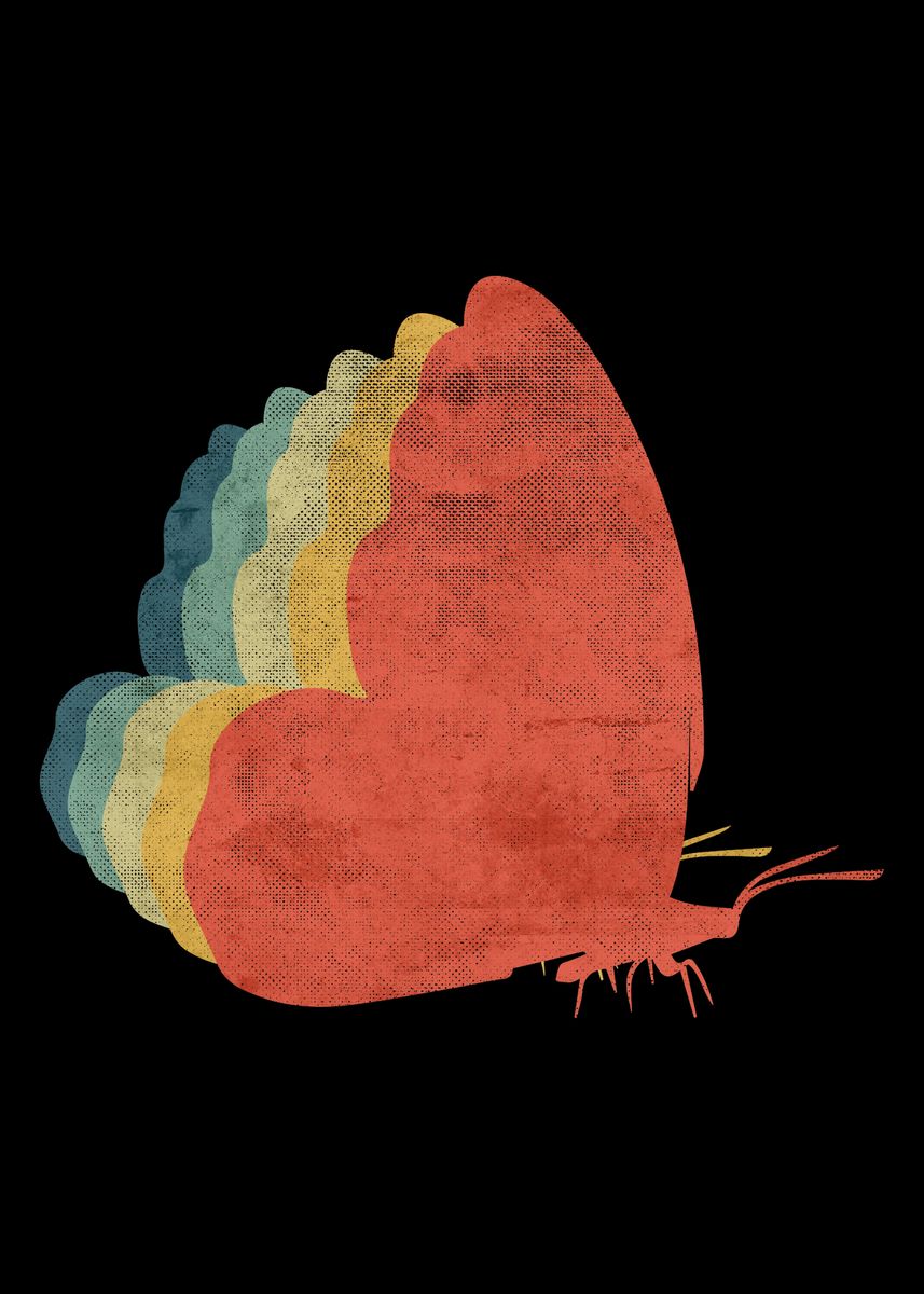 'Butterfly Retro Vintage' Poster, picture, metal print, paint by El ...