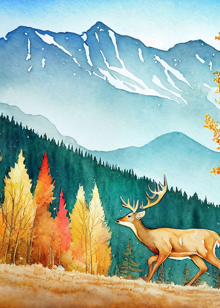 'Autumnal Watercolor Nature' Poster by anthony Londer | Displate
