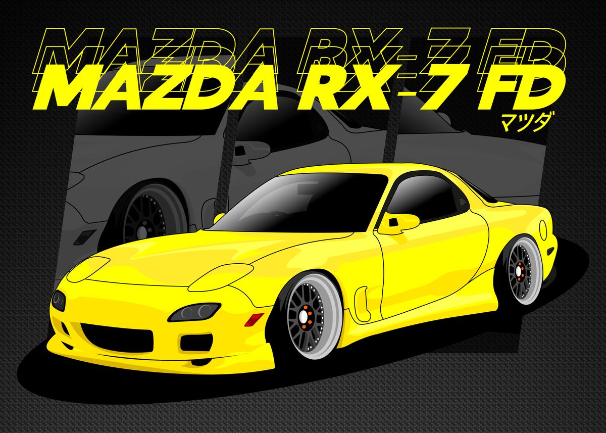 'MAZDA RX 7 YELLOW' Poster by rifqi arrahman | Displate