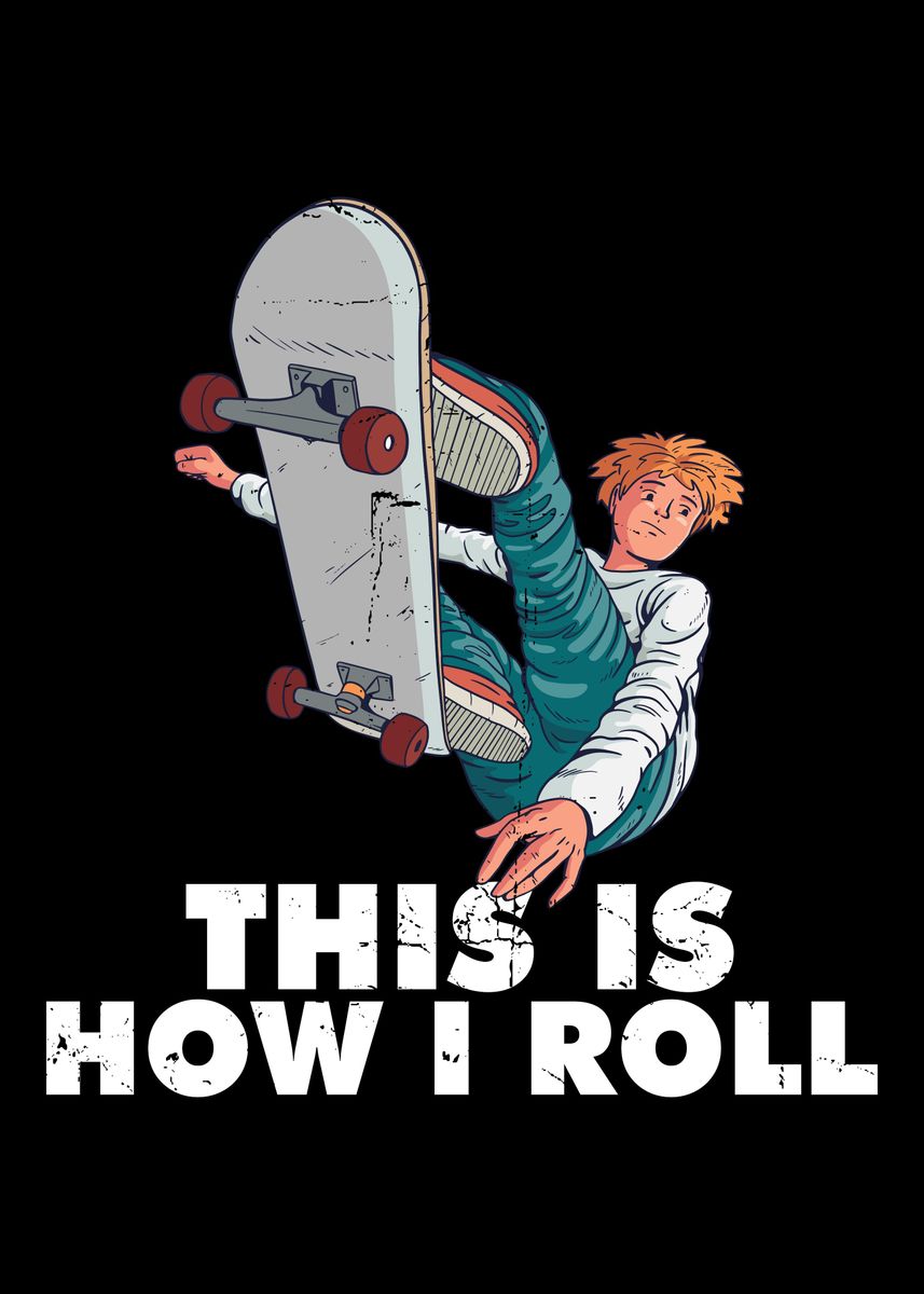 'Skateboard Skater' Poster, picture, metal print, paint by ...
