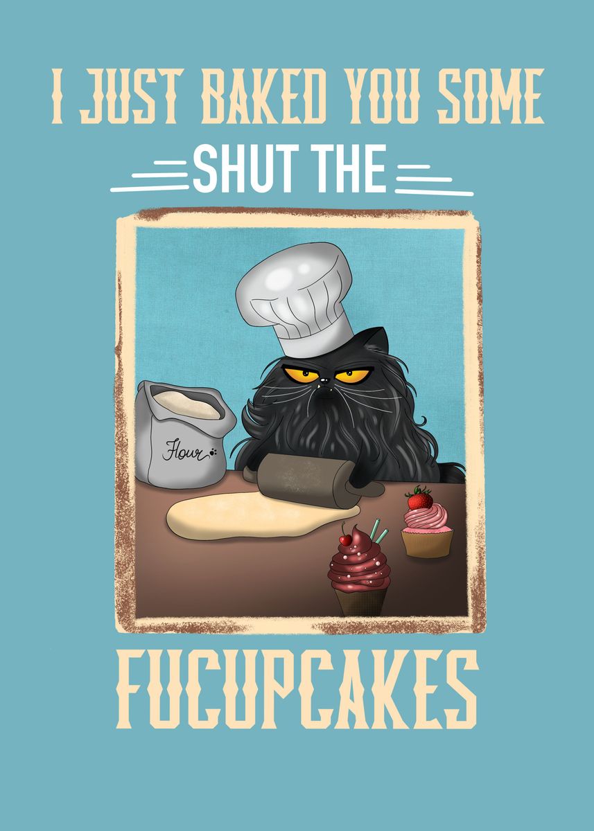 'cat baking ' Poster by Yacoub Al | Displate