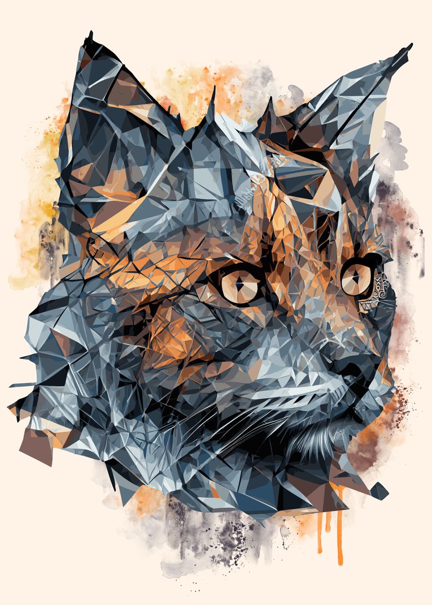 'Polygonal Cat Art' Poster, picture, metal print, paint by BestPrints ...