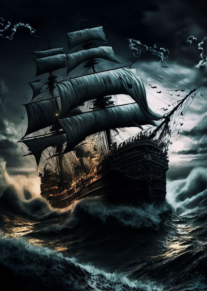 'Violent waves crashing' Poster, picture, metal print, paint by Coffee ...