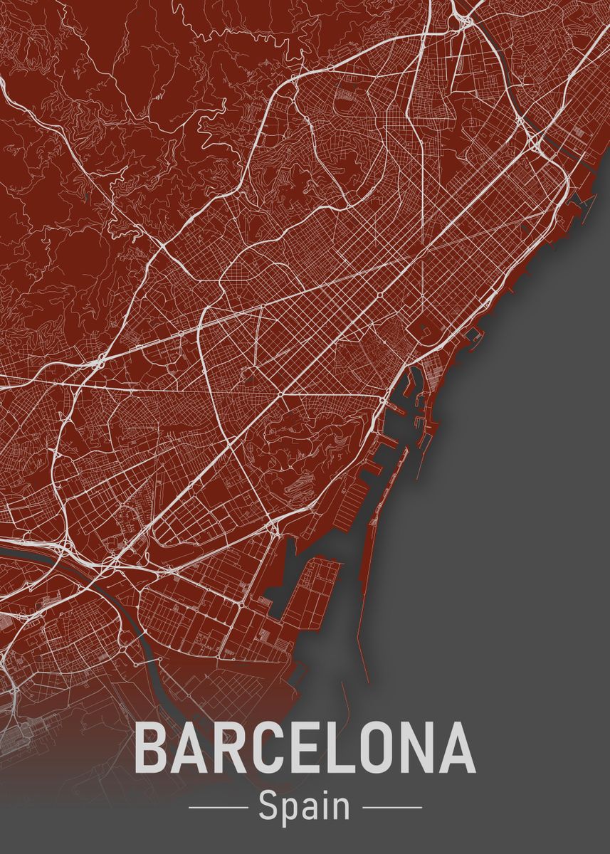 'Barcelona Red' Poster, picture, metal print, paint by TomGeo | Displate