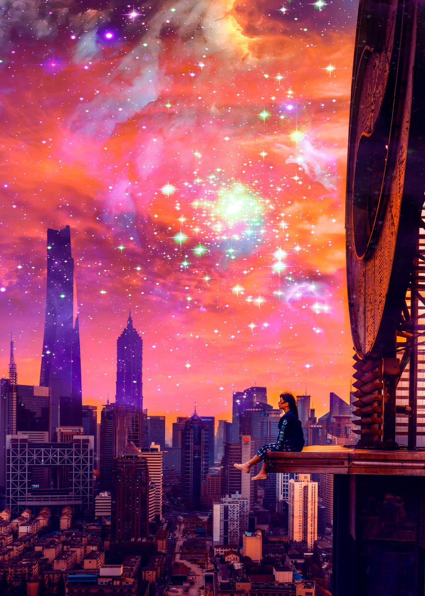 'City Space Outer Galaxy' Poster by Jeff Creative Art | Displate