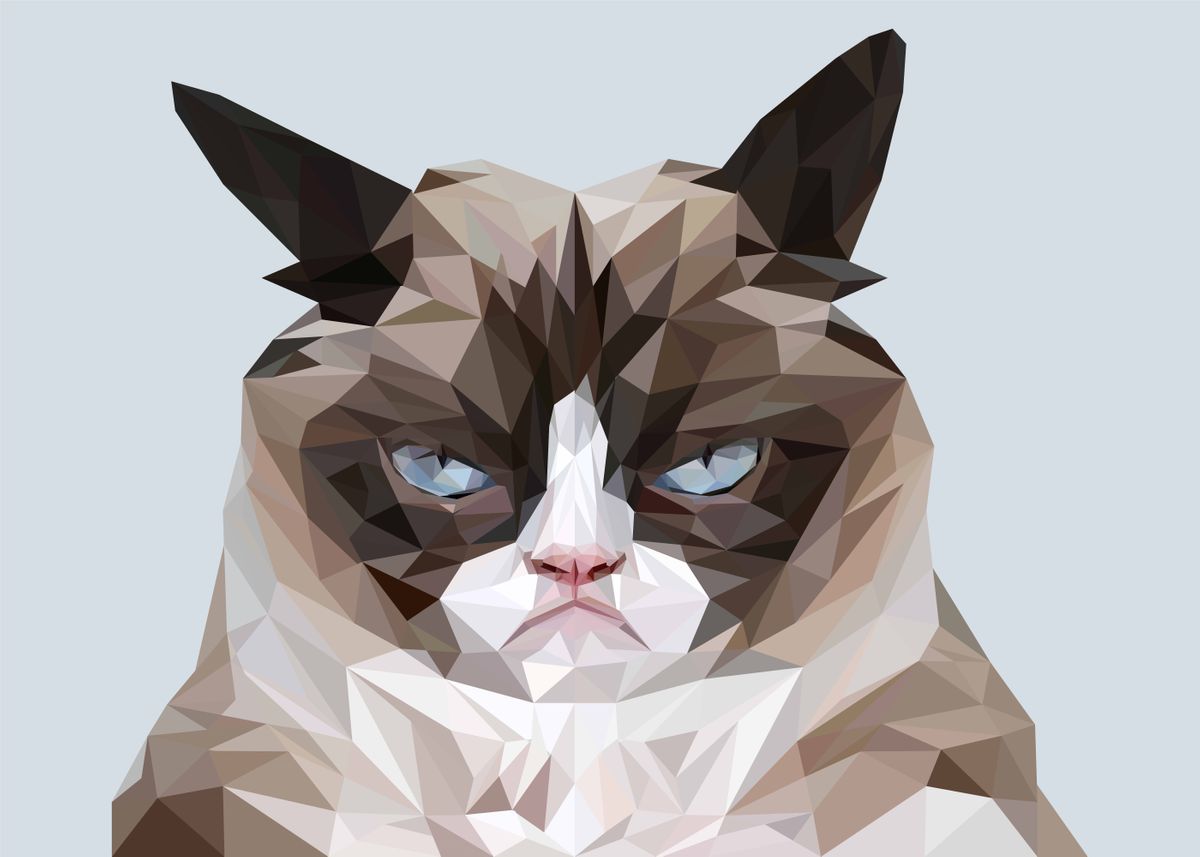 'grumpy cat' Poster by Lowpoly Posters | Displate